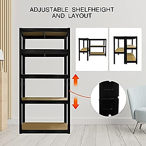 QiMu 5-Tier Heavy Duty Metal Shelving,Metal Storage Shelves, 59" x 28" x 12" Racking Storage Unit,for Home Office Garage Kitchen Bathroom Organization