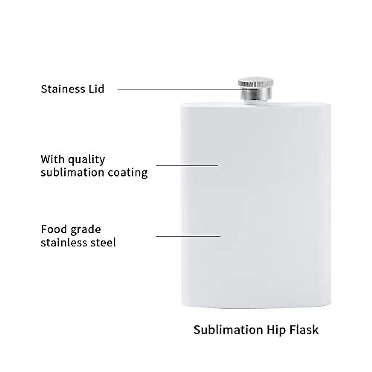 PYD Life Sublimation Stainless Steel Hip Flask Blanks White 8 OZ for Liquor,Leakproof Drinking Camping Pocket Wine Flask,Christmas Birthday Gifts 4 Pack