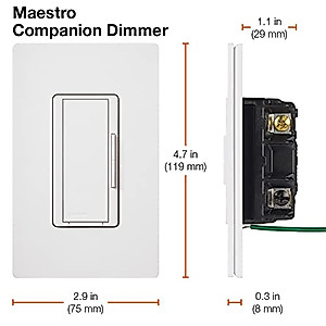 Lutron Maestro Companion Multi-Location Dimmer | Not for Standalone Use | MA-R-BL, Black
