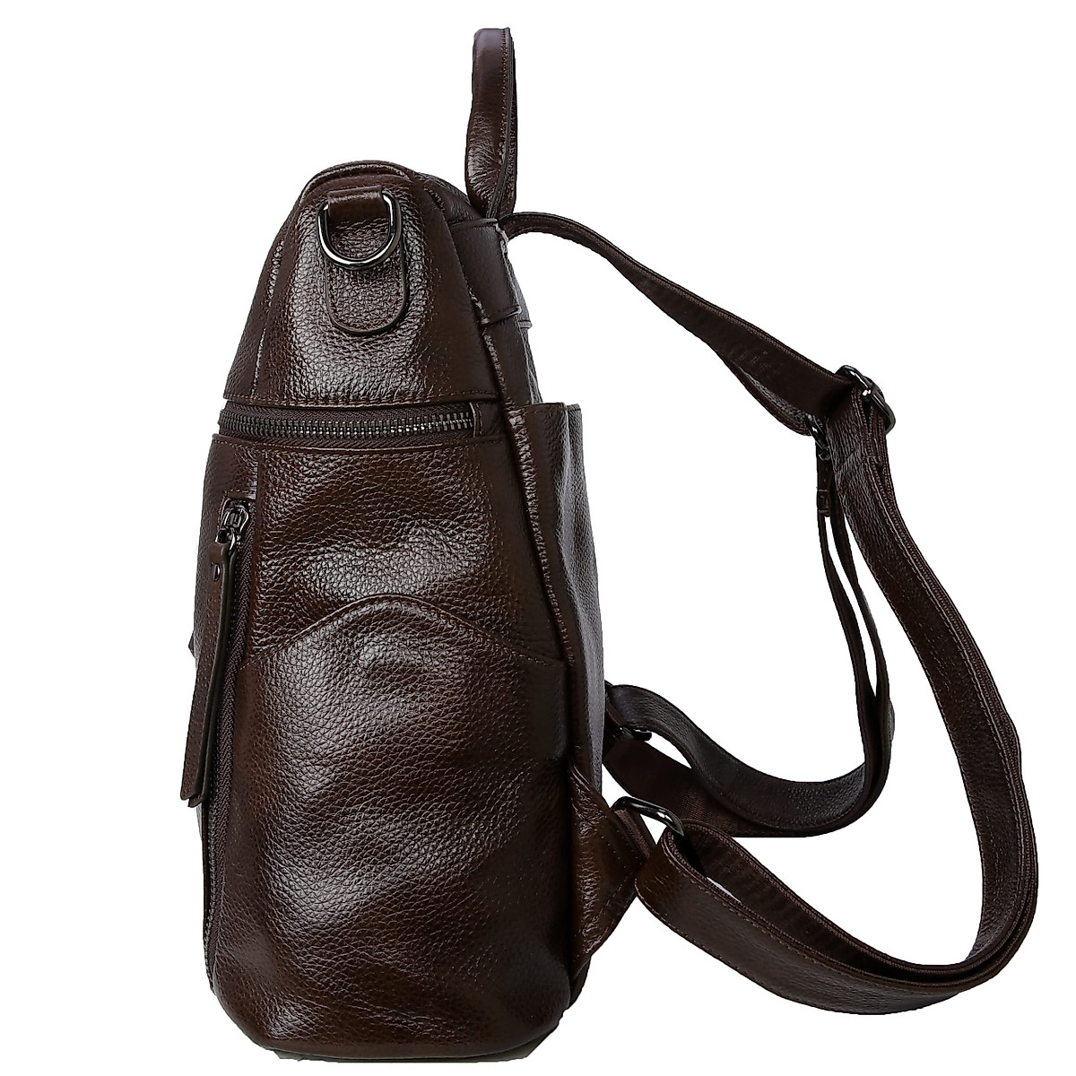 Iswee Genuine Leather Vintage Casual Daypack Backpacks Travel Essentials Anti-theft Work Fashion Backpack Purse for Women (Coffee)