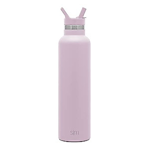 Simple Modern Water Bottle with Narrow Mouth Straw Lid Metal Thermos Vacuum Insulated Stainless Steel l Reusable Leak Proof BPA-Free Flask | Ascent Collection | 24oz, Lavender Mist
