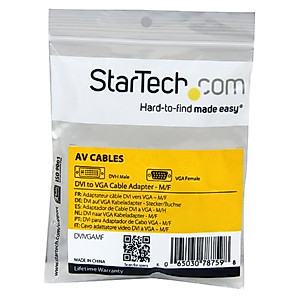 StarTech.com DVI to VGA Cable Adapter - DVI (M) to VGA (F) - 1 Pack - Male DVI to Female VGA (DVIVGAMF), Beige