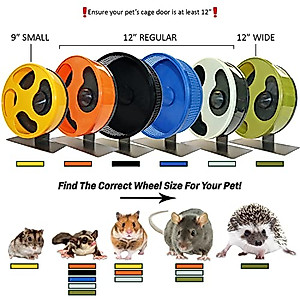Silent Runner 12" Wide + Cage Attachment + Autoclean Track + Sandy Track - Silent, Fast, Durable Exercise Wheel - Sugar Gliders, Degus, Rats, Hedgehogs, Prairie Dogs & Small Pets