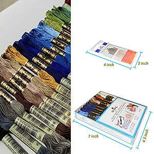 DMC Home Decor Embroidery Floss Set, Assortment Pack of 36 Cotton Thread Kit Bundle with Hand Embroidery Needle Size 3/9 and Threads of DMC Black/White.Cross Stitch String, Yarn Supplies