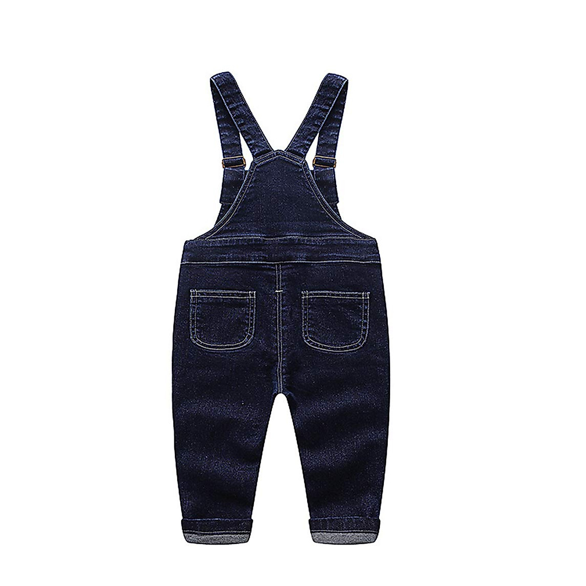 KIDSCOOL SPACE Baby & Little Boys/Girls Denim Overalls,Jean Workwear,Deep Blue,18-24 Months