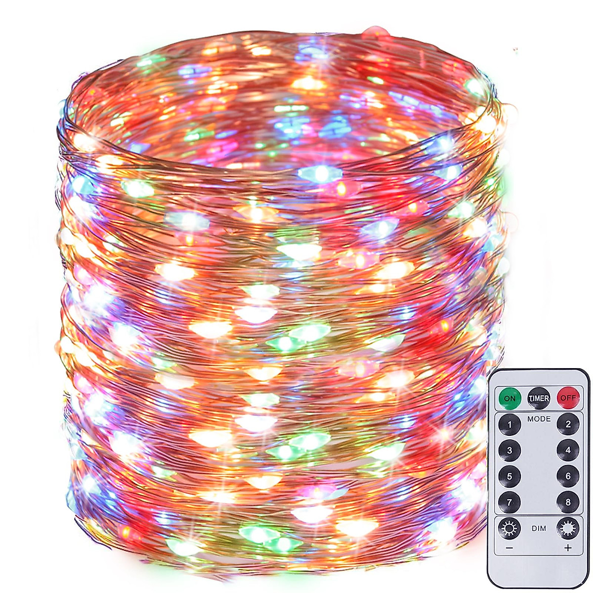 Fairy Lights Plug in with Remote and Timer, 200 LED Waterproof String Lights Indoor Outdoor Twinkle Lights Plug in, Upgraded 8 Modes Twinkle String Lights for Room Wedding Xmas Party (Multi-Colored)