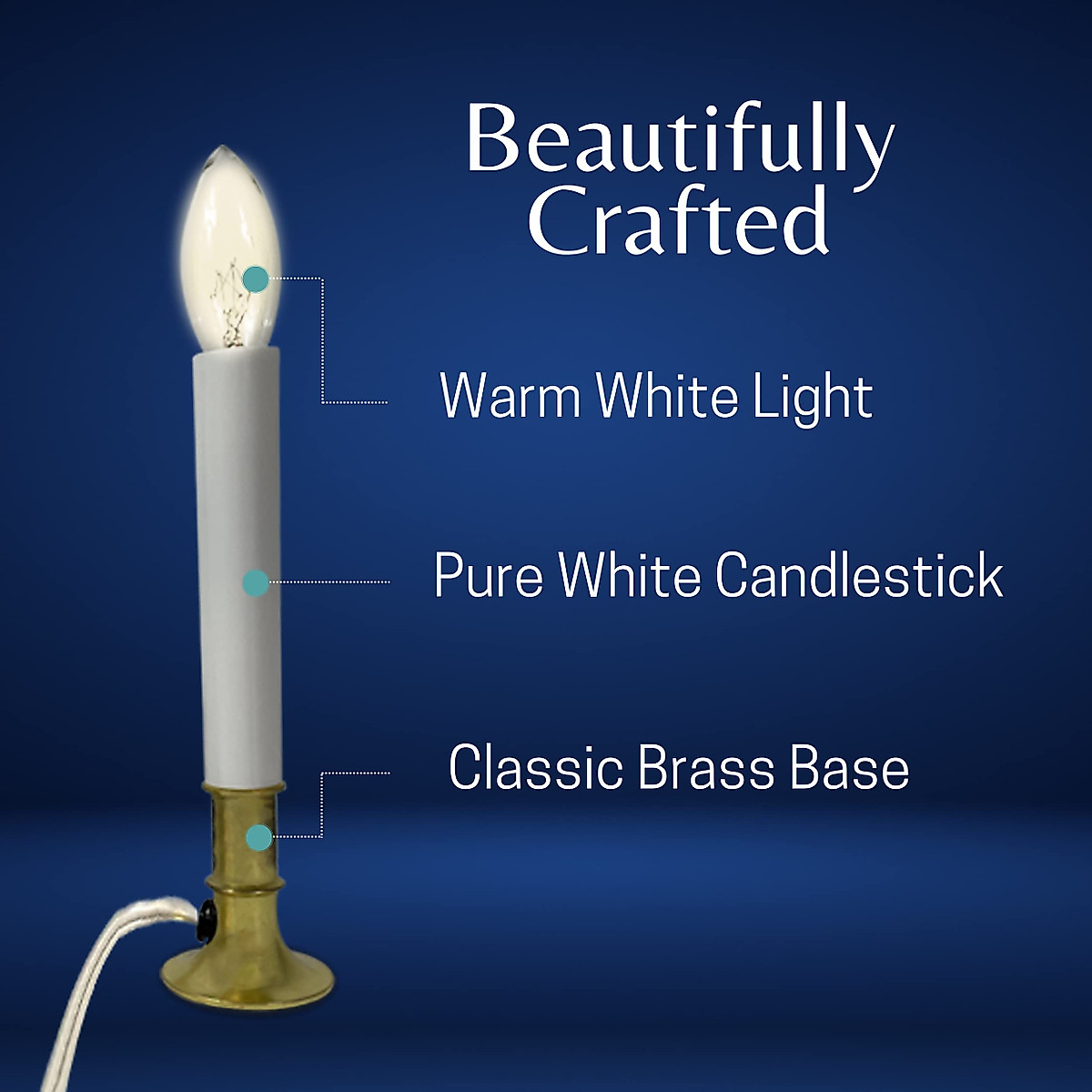 4E's Novelty 4 Pack Dusk to Dawn Electric Candles for Windows with Auto Sensor, and Plug in, Flameless Candles with Suction Cup Holder & Extra Bulb, Christmas Window Candles Bulk