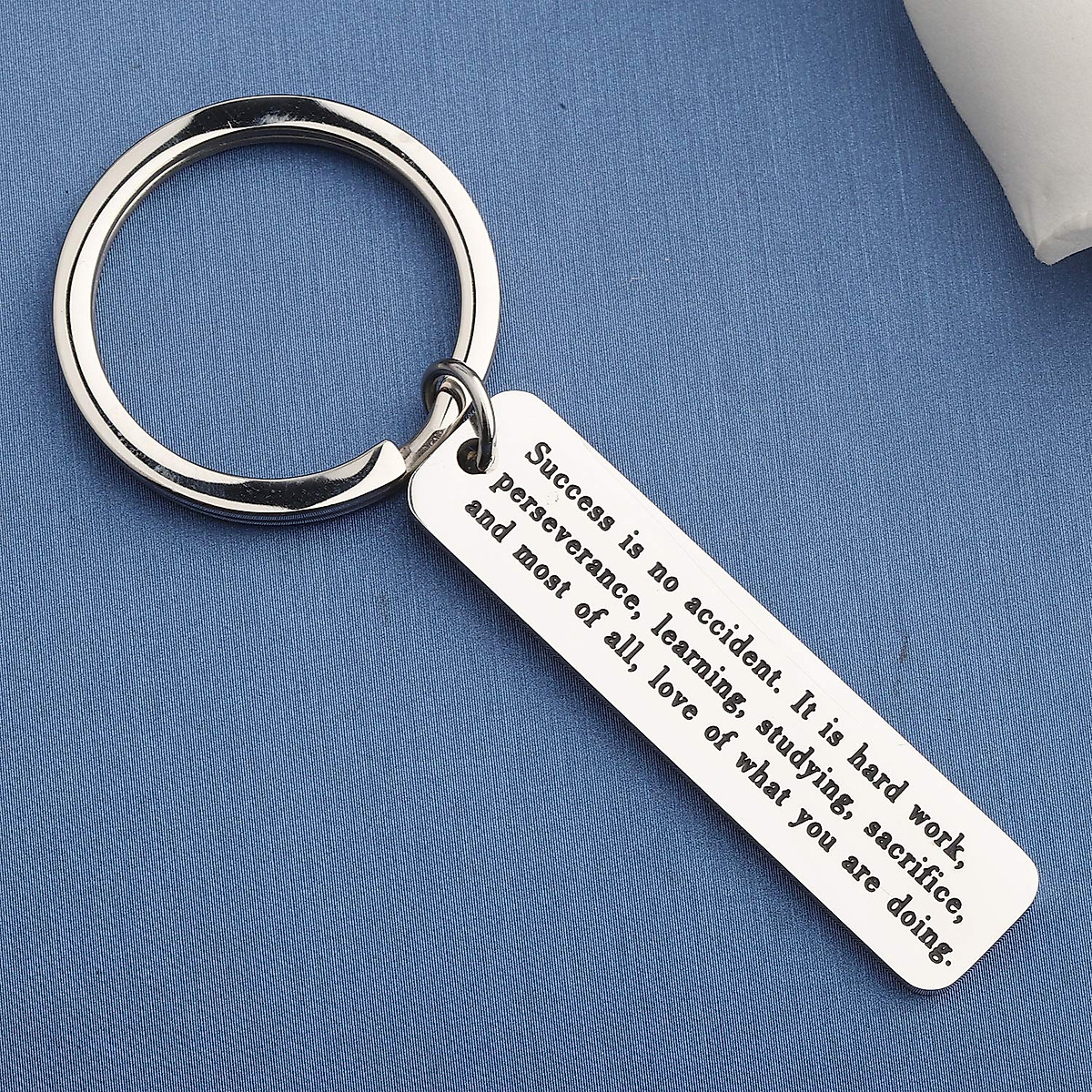 MYOSPARK Success Is No Accident Pele inspirational Quote Keychain Sport Player Motivational Gift Encouragement Gift (Success quote keychain)