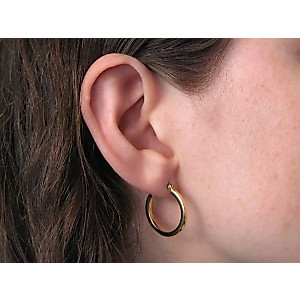 14k Yellow Gold Square-Tubed Hoop Earrings (2mm Thick), (20mm)