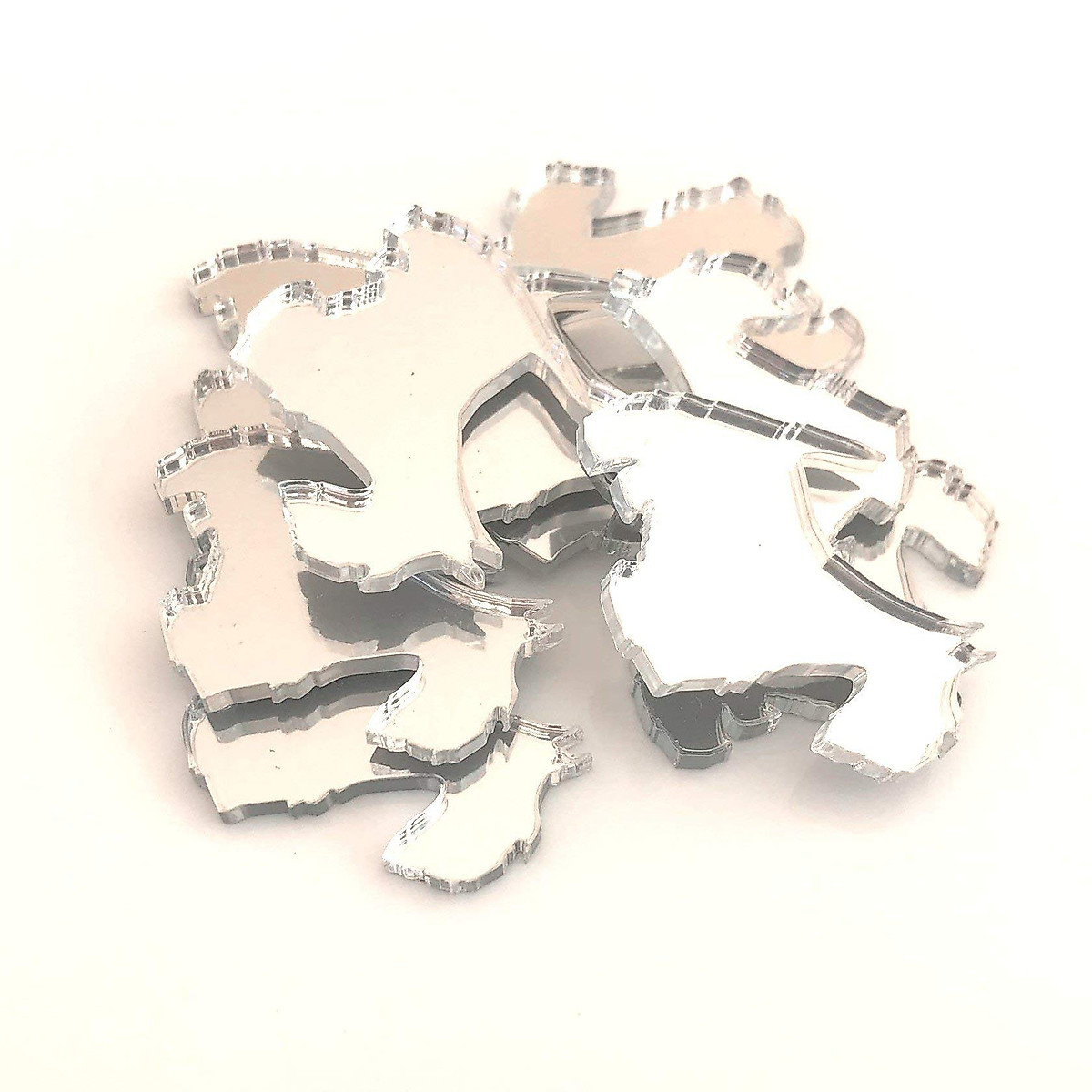 Super Cool Creations Scottie Dog Shaped Crafting Mirrors, Set of 10, Many Colours, Shatterproof Acrylic, Green, Pack of 10 x 4cm