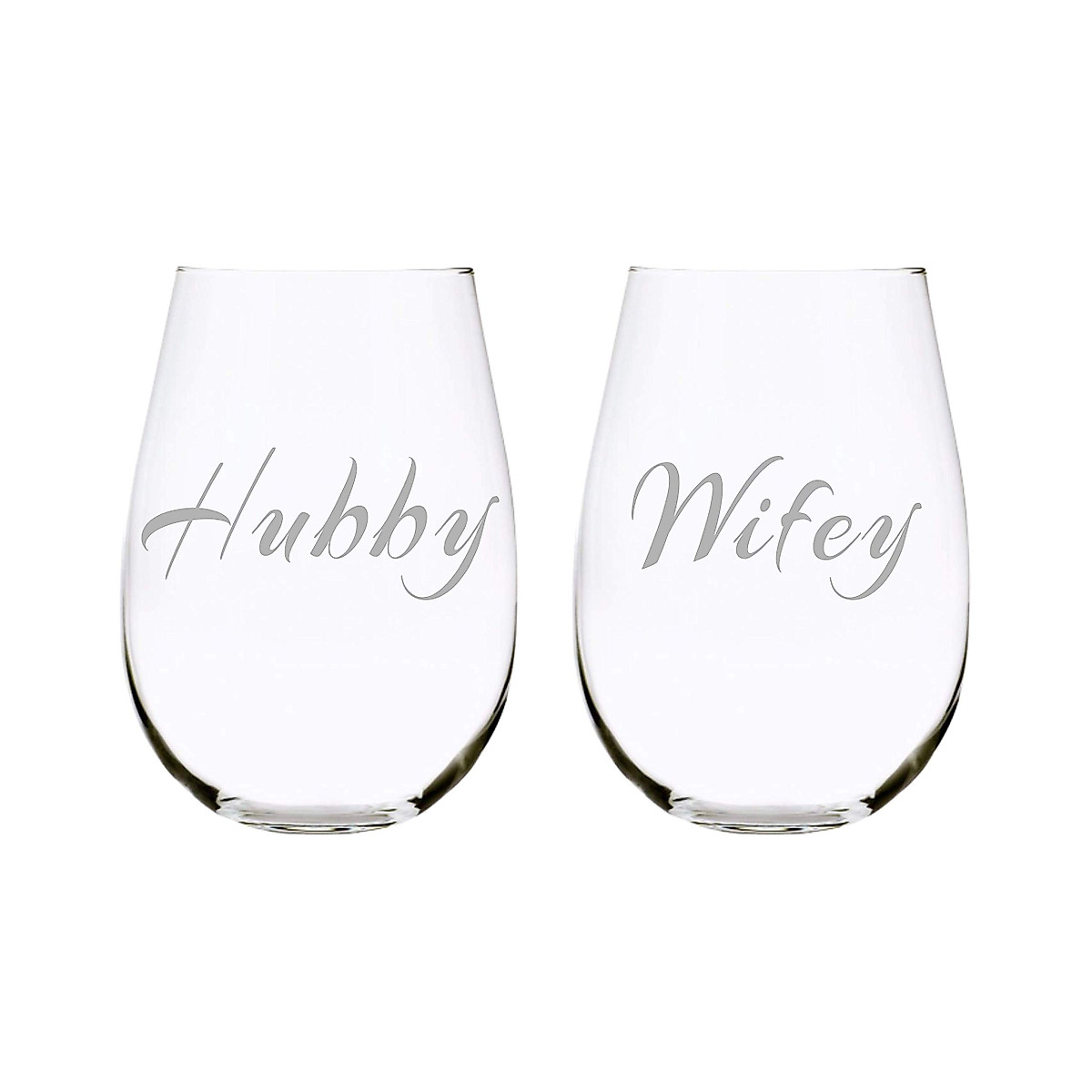 Hubby and Wifey Stemless Set, 17 oz.