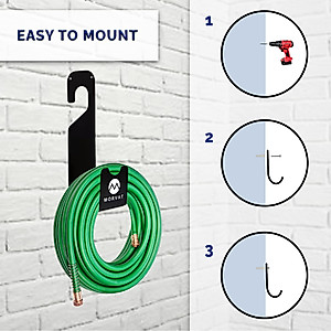 Morvat Premium 150 Ft Hose Hanger with Rust Resistant Metal, Organize Your Garden, Garage & Outdoor Storage Area, Wall Mount Holder or Hang/Hook Over Water Spigot with Included Screws