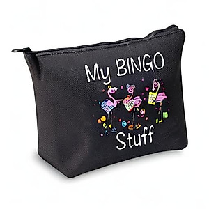 JXGZSO Funny Bingo Lover Gift Gambler Gift My Bingo Stuff Lucky Bingo Cosmetic Makeup Bag Bingo Player Gift (Bingo Black)