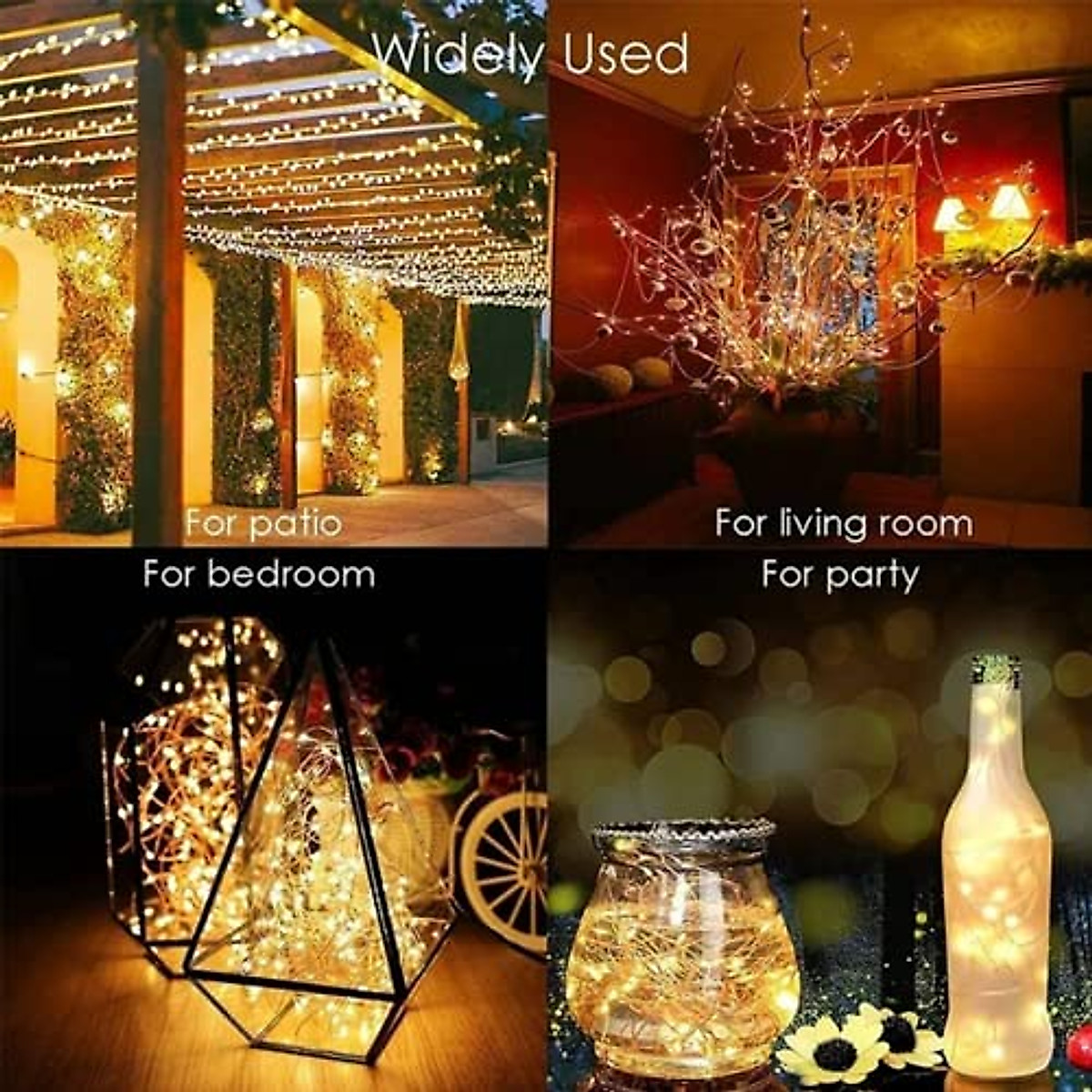 YEGUO Solar Fairy Lights Outdoor Waterproof, 4 Pack Total 132ft 400 LED Solar String Lights Warm White, 8 Modes Silver Wire Solar Twinkle Lights For Deck Camping Patio Garden Tree Yard Xmas Decoration