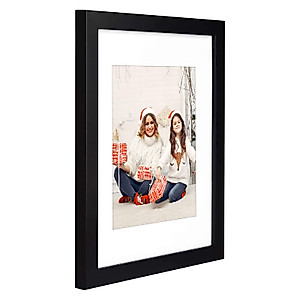 Golden State Art, 11x14 Black Photo Wood Frame with Real Glass and White Mat for 8x10 Picture