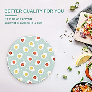 Boiled Eggs Glass Cutting Board Round Kitchen Decorative Chopping Blocks Mats Food Tray for Men Women
