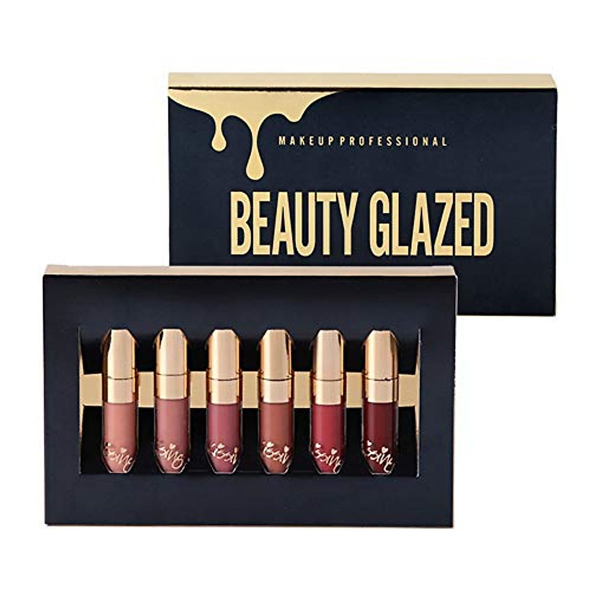 NICEFACE 6Pcs Matte Liquid Lipstick Set, Long-Lasting, Highly Pigmented with Moisturizing Lip Gloss, Waterproof & Fade-Resistant for Beautiful Lip Color Makeup