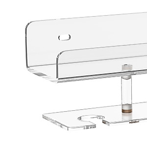 Hexsonhoma 24'' Clear Wine Glass Holder Wall Mounted 2 Pack, Acrylic Wall Bar Shelf with Removable Glasses Holder, Floating Bar Shelves for Wine Bottles, Liquor Bottles, Glasses