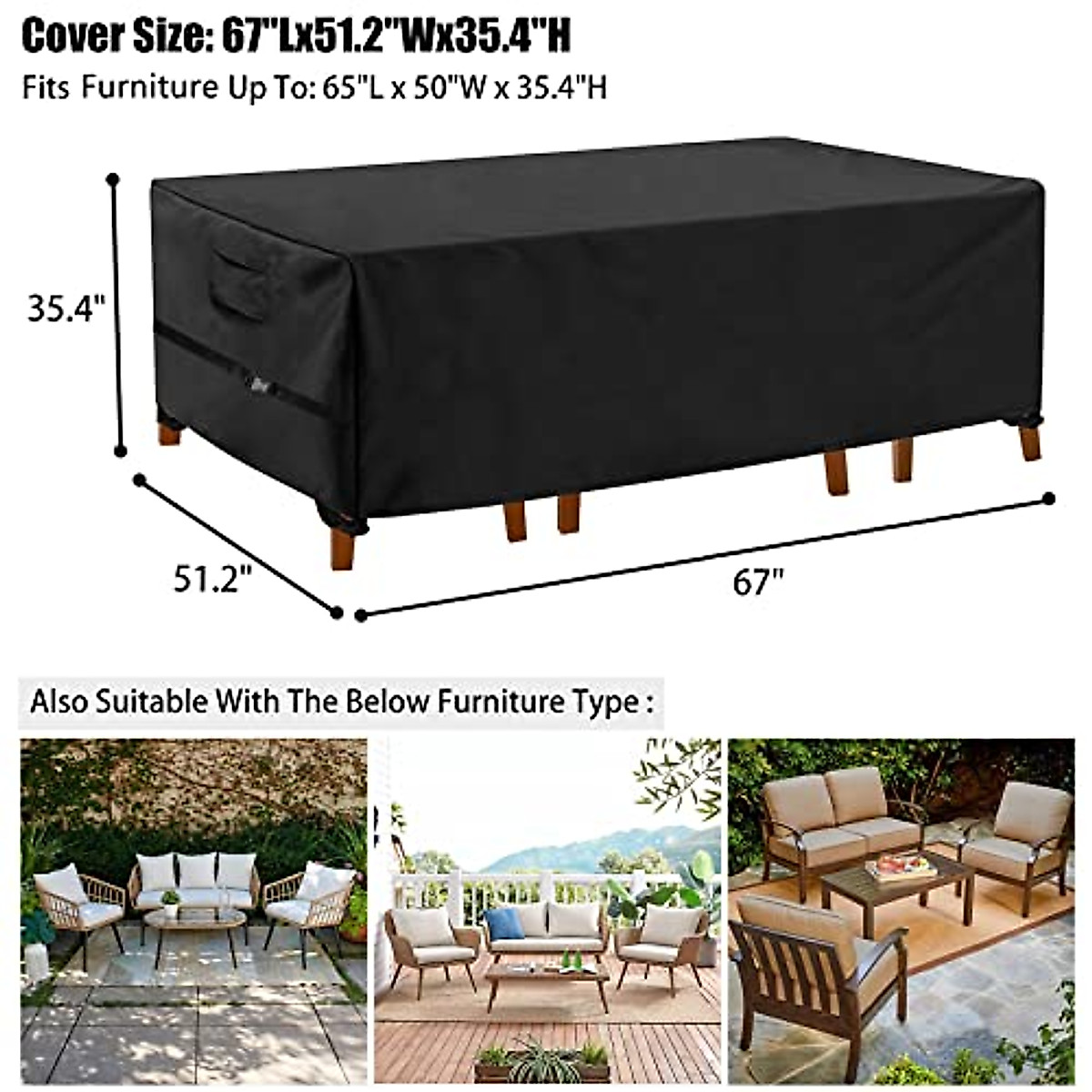 WOMACO Patio Furniture Cover for 4 Pieces Set, Waterproof Outdoor Garden Cover for 4 Piece Furniture Sets, Heavy Duty Veranda Small Table Chairs Set Covers