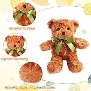 Hungdao 24 Pcs Bear Bulk Plush Stuffed Animals 10 Inch Cute Soft Stuffed Bear with Green Bow for Baby Shower Birthday Party Gift (Light Brown)