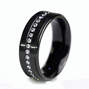 LOVERSRING His and Hers Couple Ring Bridal Set His Hers 3pc Women Black Gold Filled Cz Man Titanium Wedding Ring Band Set
