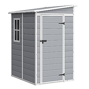 Greesum 5' x 4' Resin Weather Resistant Outdoor Storage Shed for Garden/Backyard/Pool Tool Shed, Light Gray