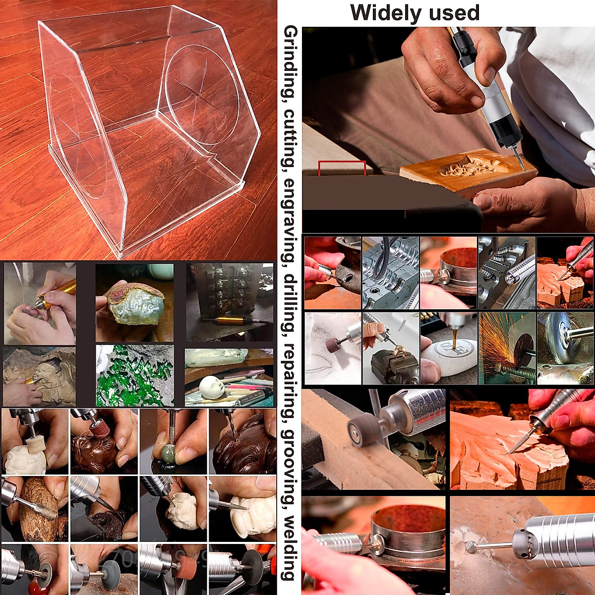 Dust Cover Fully Enclosed Electric Grinding Table Polisher Dust Box, Small Acrylic Transparent Dust Box on The Table for Prevent dust from Flying Away During Grinding Operation