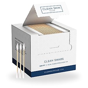 Clean Skin Club Clean Swabs | 500CT | One Pointed Tip | Biodegradable + Organic Cotton & Bamboo | Makeup & Nail Polish Touch-ups | Chlorine-Free & Hypoallergenic (500 Count)