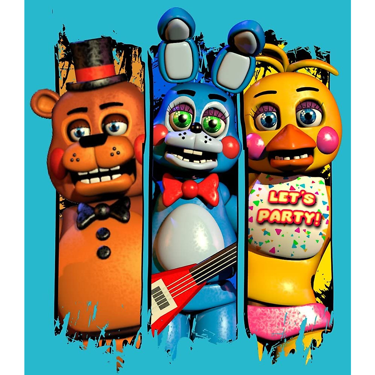 Five Nights at Freddy’s Characters Pins Boy’s Black T-Shirt-S