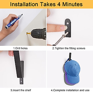 PEDORUBY Hat Rack for baseball caps, Strong Hat Hooks Wall Mount hat rack Ball Cap Holder. Multi-Purpose Hat Organizer for Hats, Clothes, Towels, 2 Pack Black