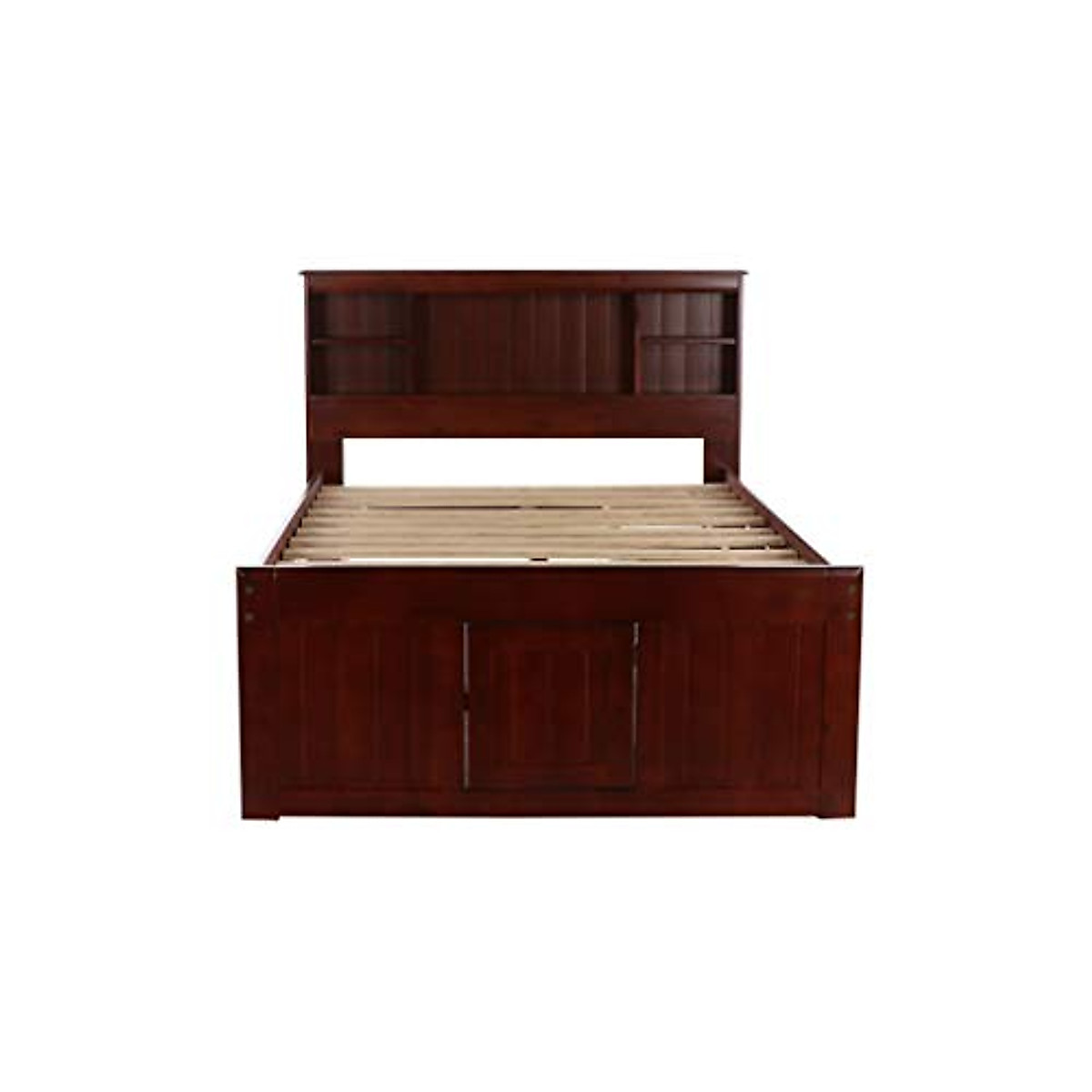 Discovery World Furniture Bookcase Captains Bed with 6 Drawers, Full, Merlot