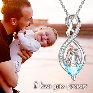 PROESS Daughter Necklace from Dad Mom Sterling Silver Father Daughter Gifts, Infinity Heart Pendant March Birthstone Necklace to Daughter