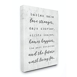 Stupell Industries Babies Make Love Stronger Family Home Kids Grey Word, Design by Artist Daphne Polselli Wall Art, 24 x 30, Canvas
