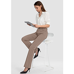 Rammus 28"/30"/32"/34" Women's Yoga Dress Pants Stretch Work Business Casual Slacks for Women Bootcut Office Trousers Dark Khaki XL