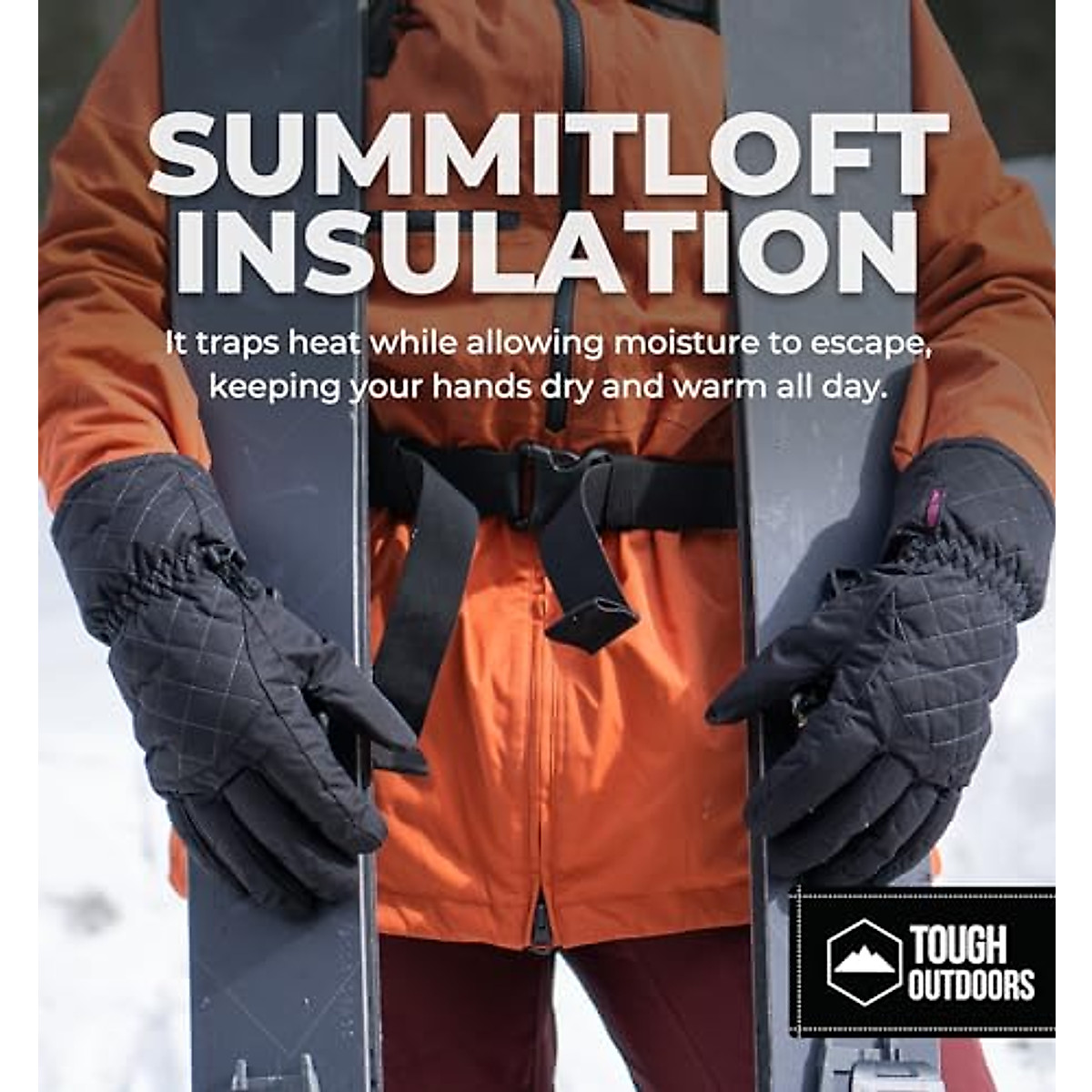 Tough Outdoors Women's Ski Gloves - Womens Snow Gloves - Winter Waterproof Snow Gloves - Adult Snow Gloves - Ladies Snowboarding Gloves