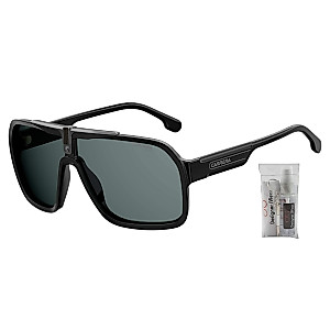 Carrera CA1014/S 0003/2K 64M Matte Black/Grey Plastic Square Sunglasses For Men+ BUNDLE with Designer iWear Eyewear Kit