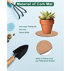 6 Piece Cork Plant Mats - Round Cork Coasters 6 inch, Absorbent Plant Cork Mat Saucer for Pots, DIY Cork Pads