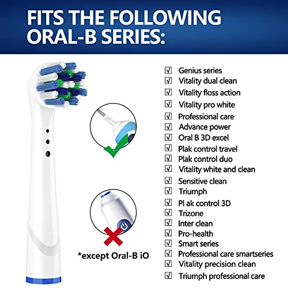 Electric Toothbrush Across Action Replacement Brush Heads for Oral B, Professional Cross Toothbrush Replacement Brush Heads Compatible with Oral B Electric Toothbrush, 8 Packs