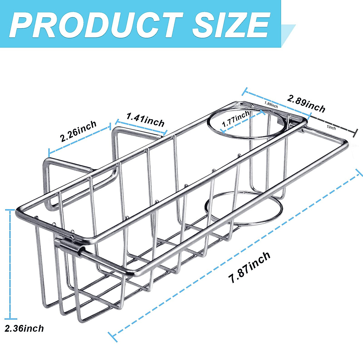 QMLALA Sponge Holder for Double Kitchen Sink, 3-in-1 Sink Caddy, Brush, Dish Towel, Sponge Sink Organizer Liquid Drainer Rack - SUS304 Stainless Steel