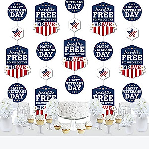 Big Dot of Happiness Happy Veterans Day - Patriotic DIY Dangler Backdrop - Hanging Vertical Decorations - 30 Pieces
