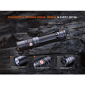 Fenix PD36R V2.0 1700 Lumen Rechargeable Flashlight, USB-C Tactical Duty Light with Battery, and LumenTac Organizer