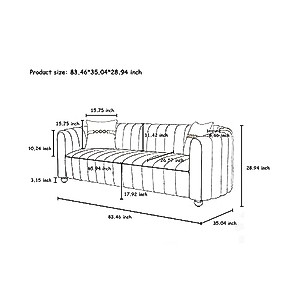 Kadway Lambswool Sofa for Living Room, 84" Mid-Century Modern Beige Couch, Luxury Loveseat Sofa Couch, Sectional Love seat Sofa Couch with Gold Legs, Upholstered Sofa for Apartment Bedroom Home Office