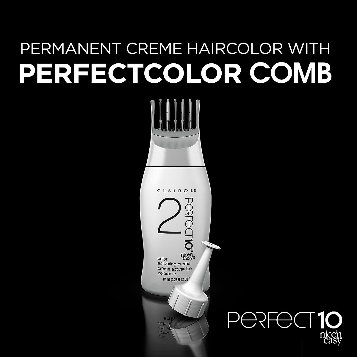Clairol Nice'n Easy Perfect 10 Permanent Hair Dye, 2 Black Hair Color, Pack of 1