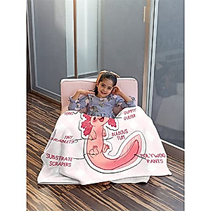 Anatomy of an Axolotl Blanket Throw, Mexican Salamander Flannel Fleece Blanket Perfect Axolotl Lover Gift, Lightweight Soft Animal Blanket Suit for Sofa Bed Couch Travel 40"x30" XS for Pet