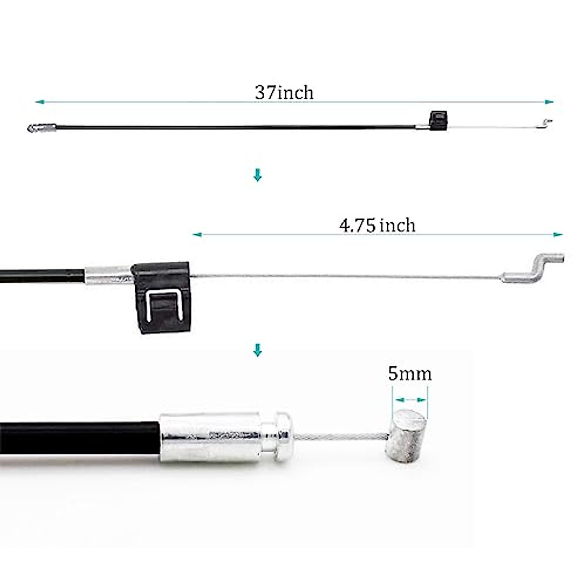 ttmagic Universal Recliner Release Cable Replacement Part, Sofa Couch Recliner Pull Cable 37inch, 5mm Cable Barrel End S-Shaped Hook Exposed Cable (4.75 in Length)