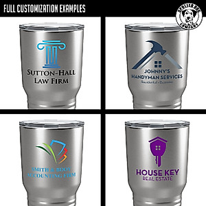 Personalized 30oz (17 Colors) Printed Insulated Stainless Steel Tumbler with Lid - Custom Promotional Items with your Logo - Bulk Company Small Business Party Favors (Stainless)