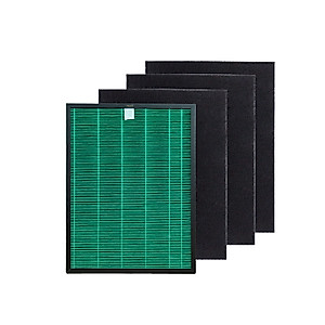 MIYOUNUO Airmega 150 Replacement Filter Compatible with Coway Airmega 150 AP1019C Air Purifier 1pc Green HEPA Filter + 3pcs Carbon Pre-Filters