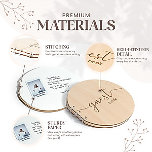 Mikito Elegant Wedding Guest Book – Ideal Baby Shower Guest Book, Memorable for Birthdays & Graduations – Classic Guestbook for Wedding Celebrations - Polaroid Guest Book