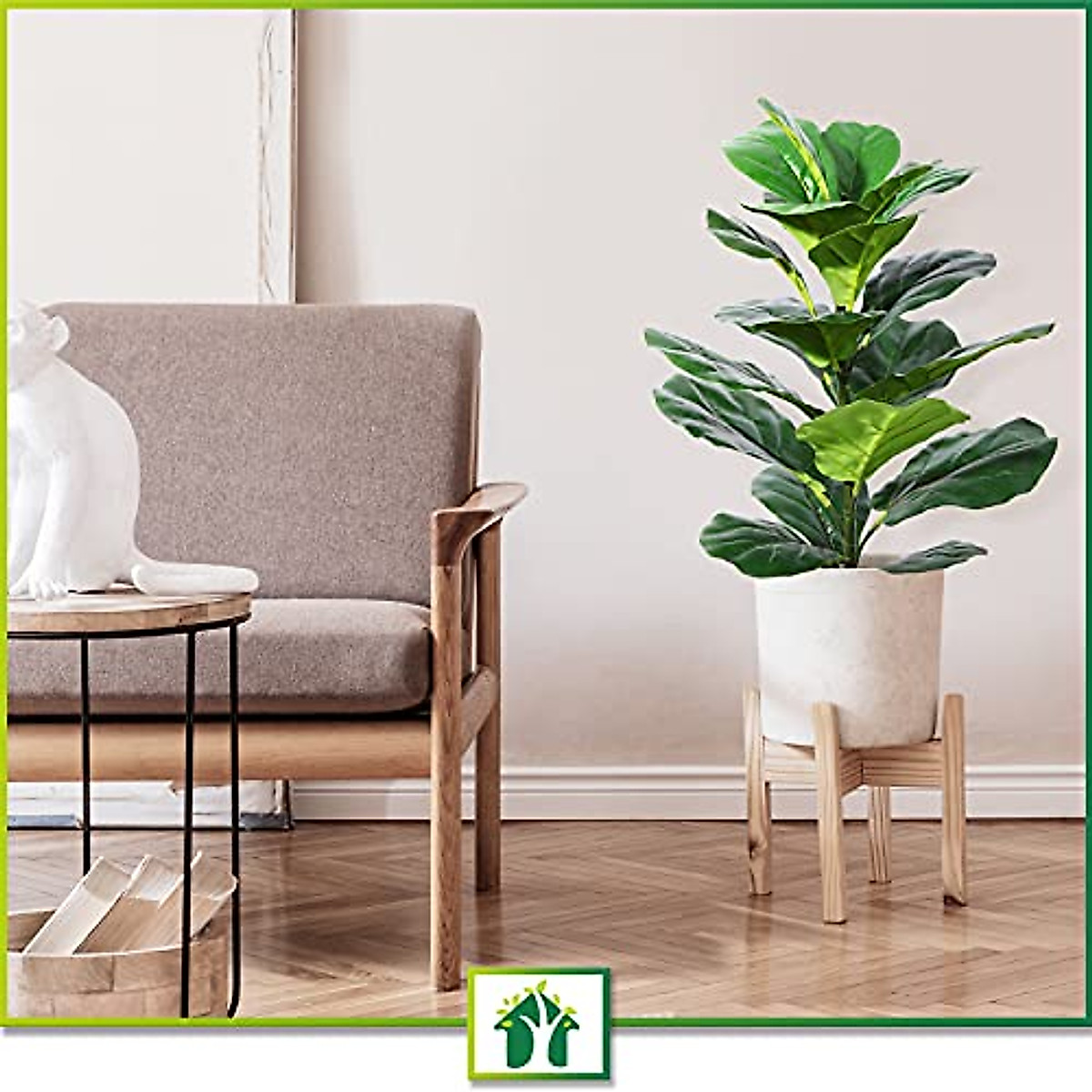 CROSOFMI Artificial Fiddle Leaf Fig Tree 35 Inch Fake Ficus Lyrata Plant with 28 Leaves Faux Plants in Pot for Indoor Outdoor House Home Office Garden Modern Decoration Perfect Housewarming Gift，2Pack