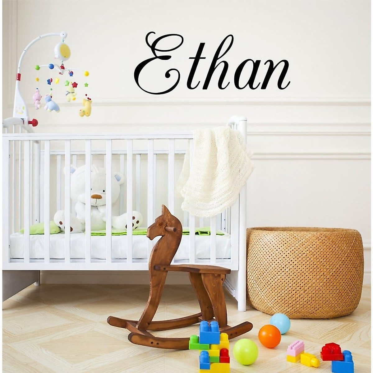 Boys Nursery Personalized Custom Name Vinyl Wall Art Decal Sticker 45" W, Boy Name Decal, Boys Name, Nursery Name, Boys Name Decor Wall Decals, Boy's Bedroom Decor, Plus Free 12" Hello Door Decal